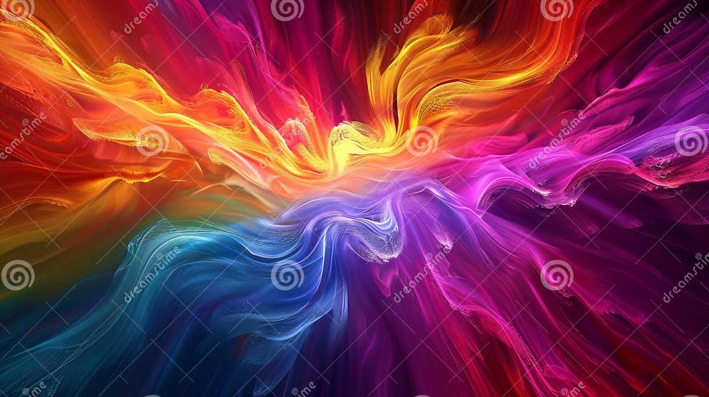 Waves of Neon Colors Colliding and Blending in a Stunning Abstract ...
