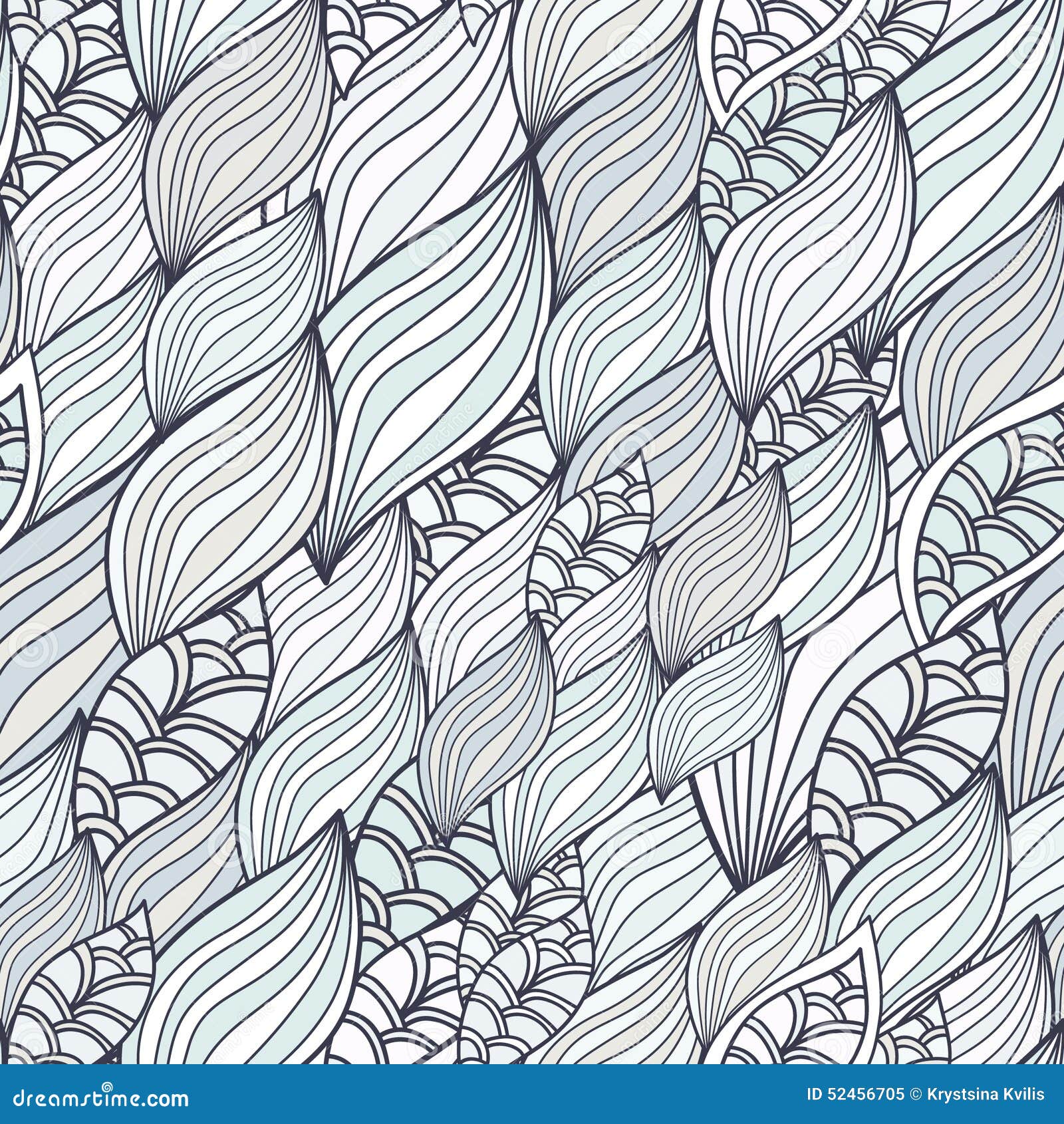 Waves Organic and Floral Pattern, Seamless Wallpaper. Stock Vector ...