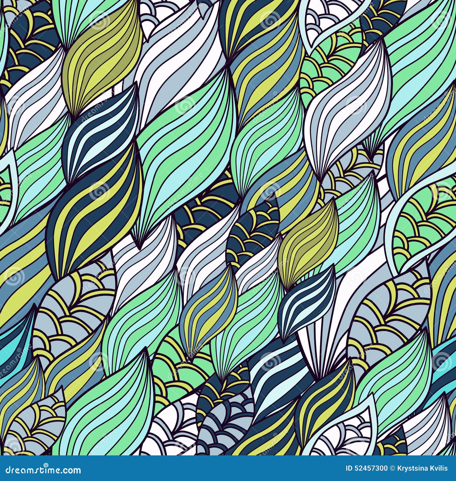 Waves Organic and Floral Pattern Stock Illustration - Illustration of ...
