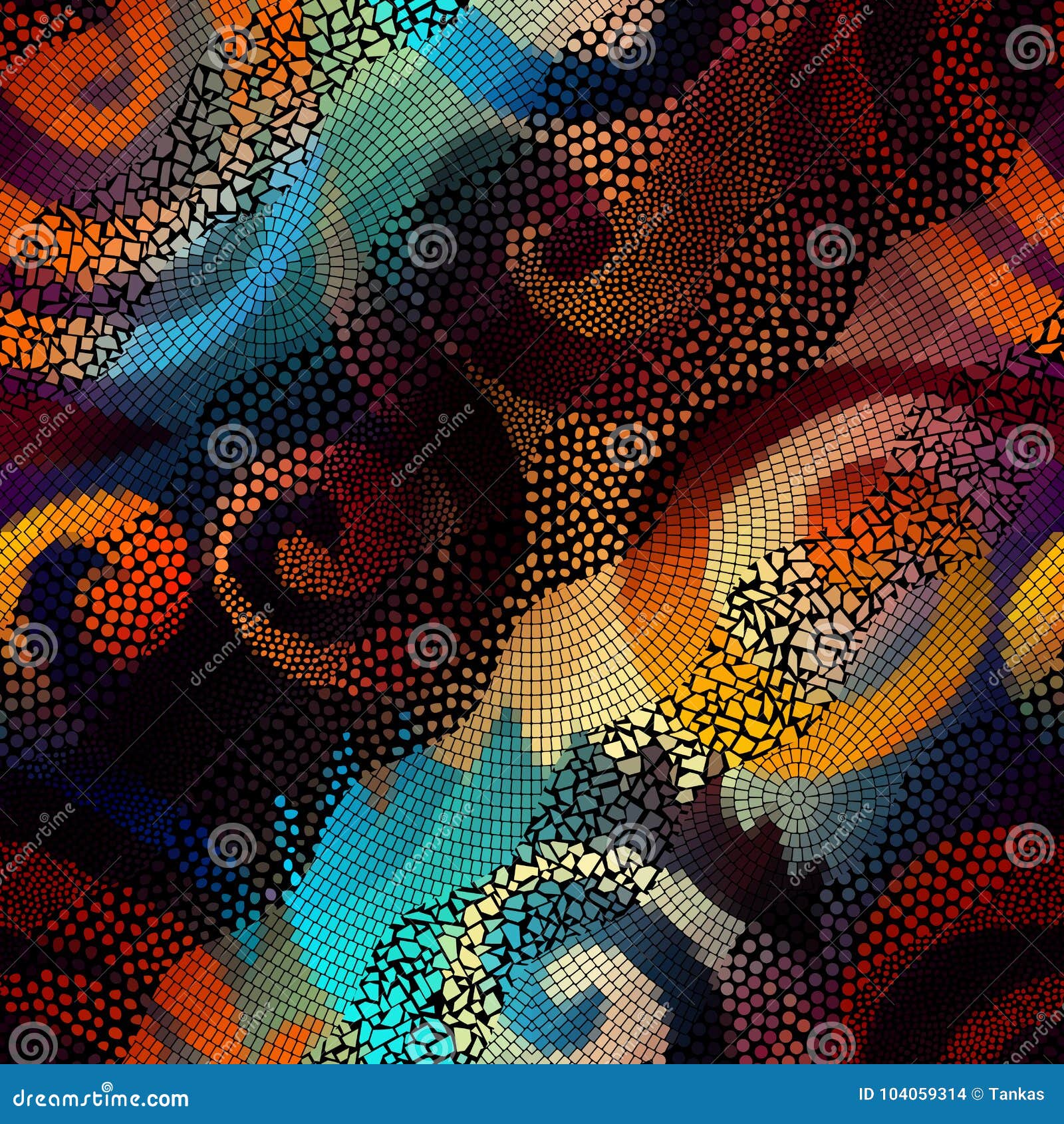 Waves of Ornamental Mosaic Tile Patterns Stock Vector - Illustration of ...