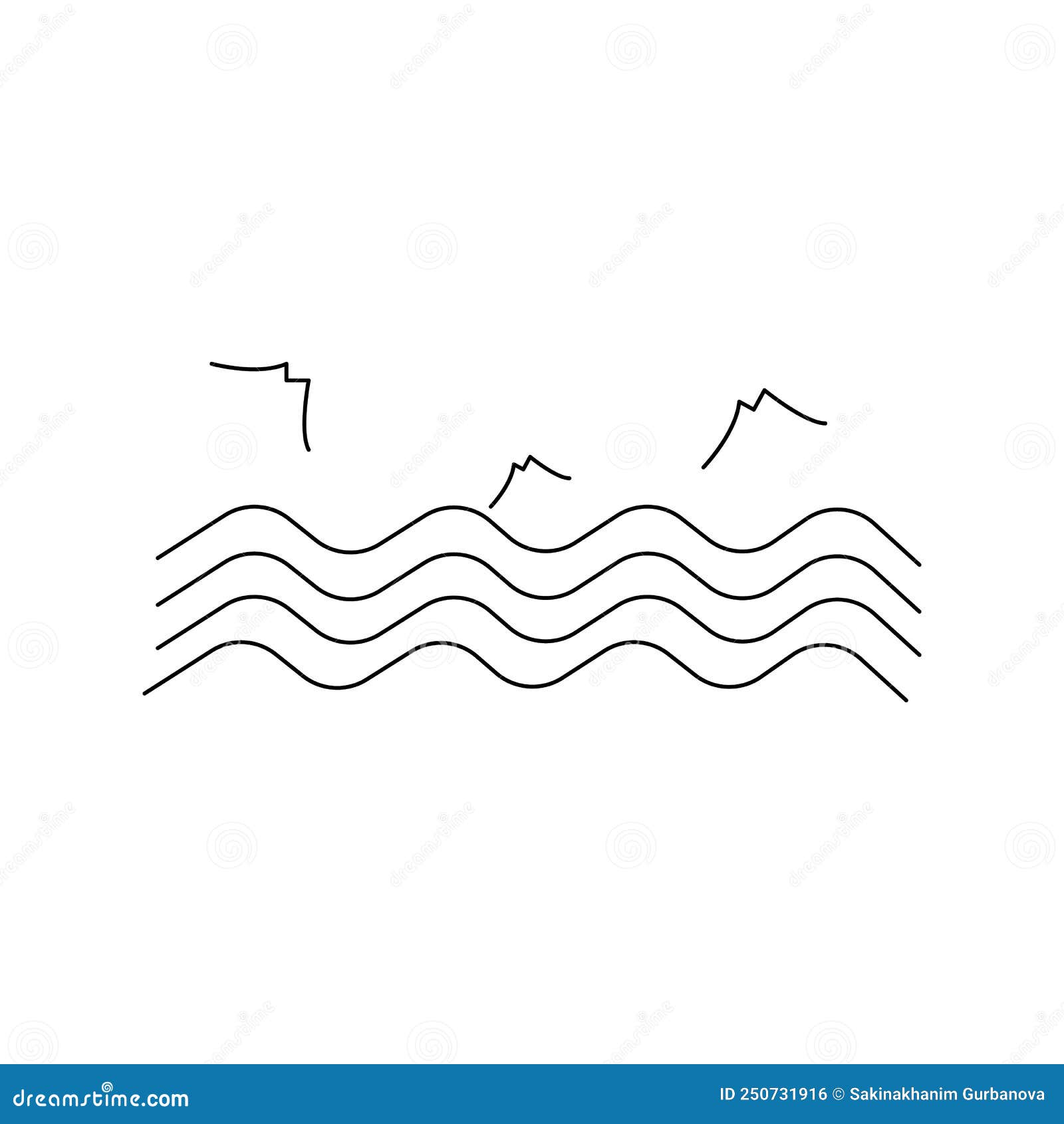 Waves Outline Icon, Modern Minimal Flat Design Style. Wave Thin Line ...