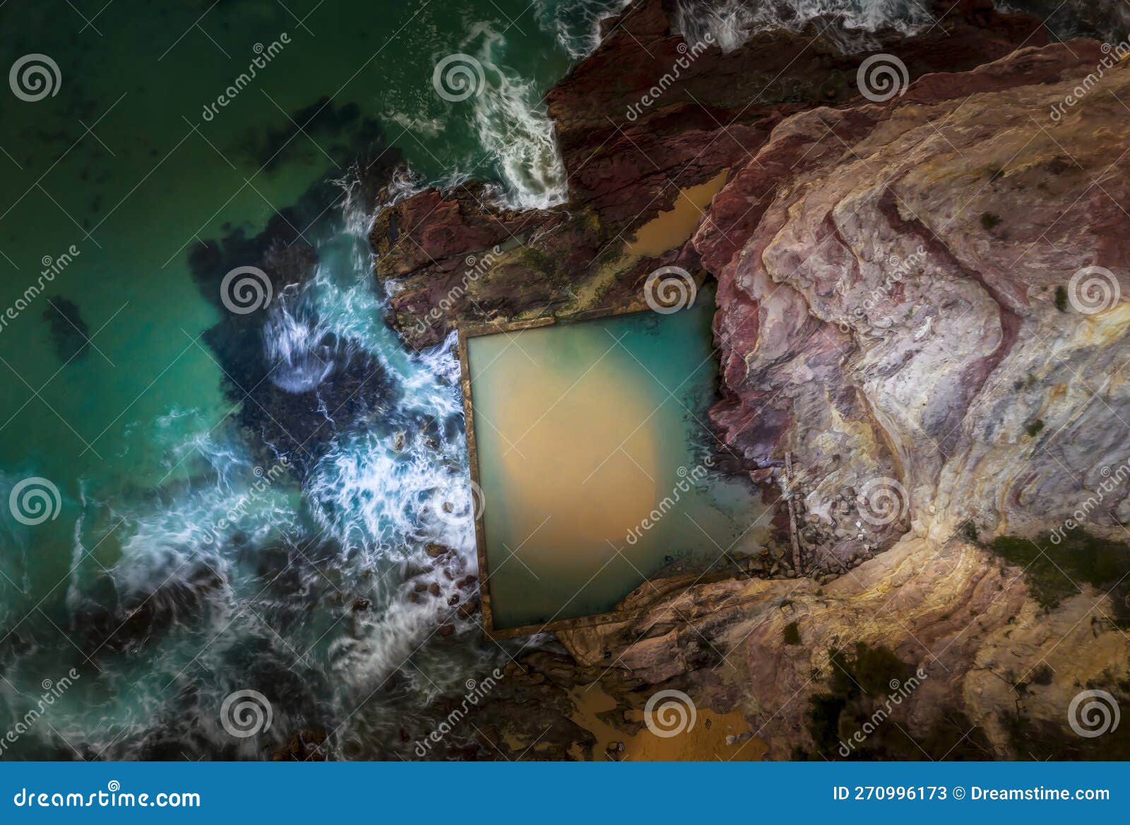 Waves Overflow into an Ocean Rockpool Stock Image - Image of swim ...