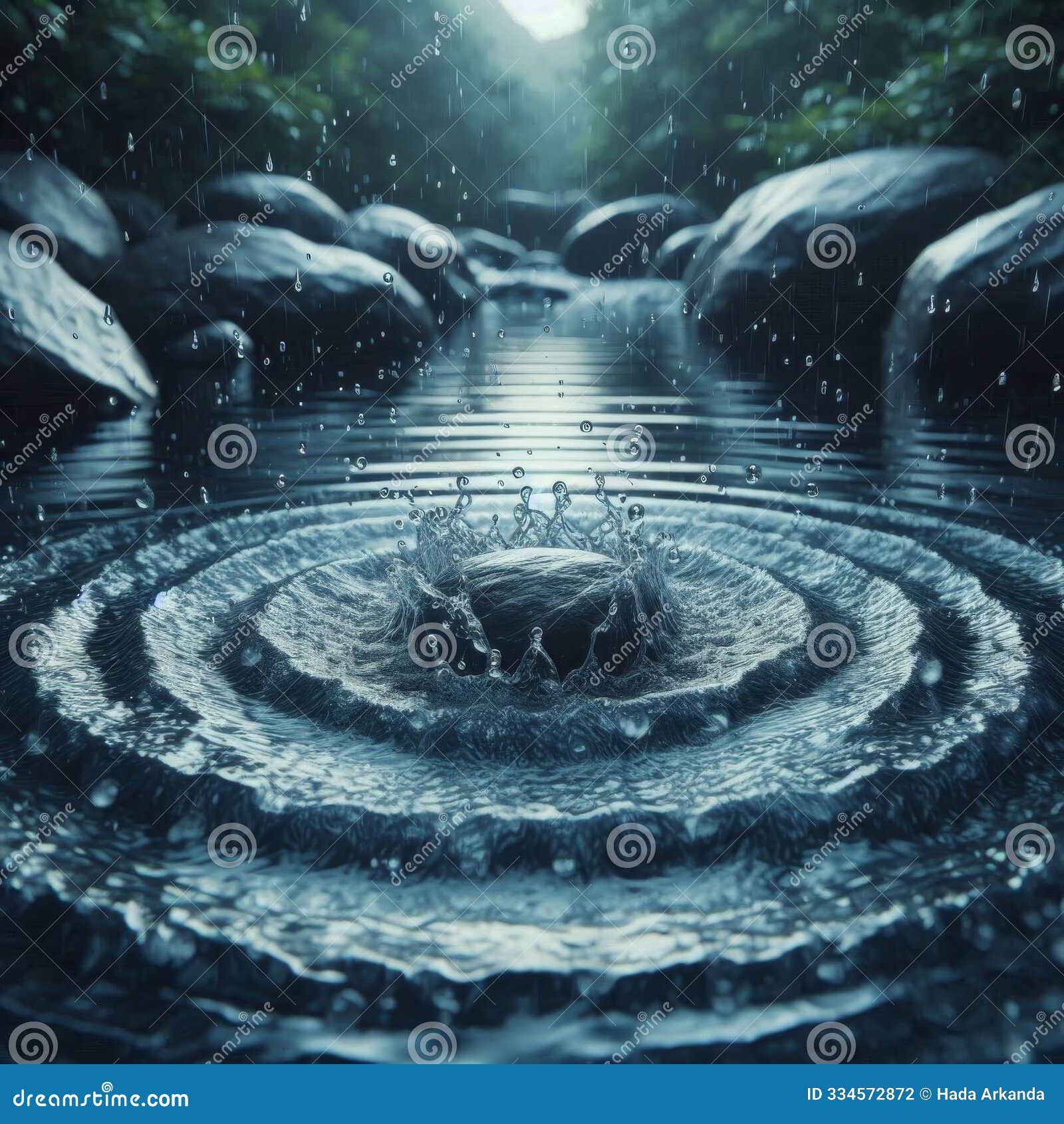 Waves of Rippling Water in a Pond, Caused by Droplets Falling, Creating ...