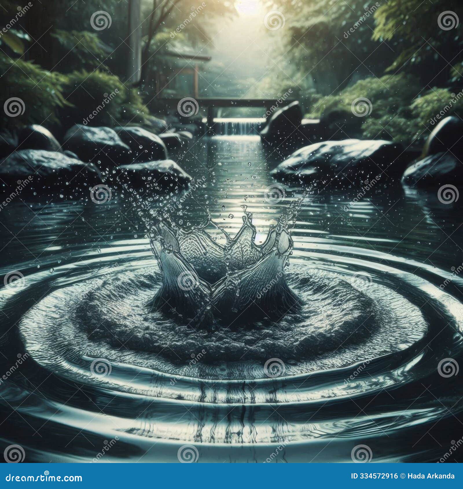 Waves of Rippling Water in a Pond, Caused by Droplets Falling, Creating ...