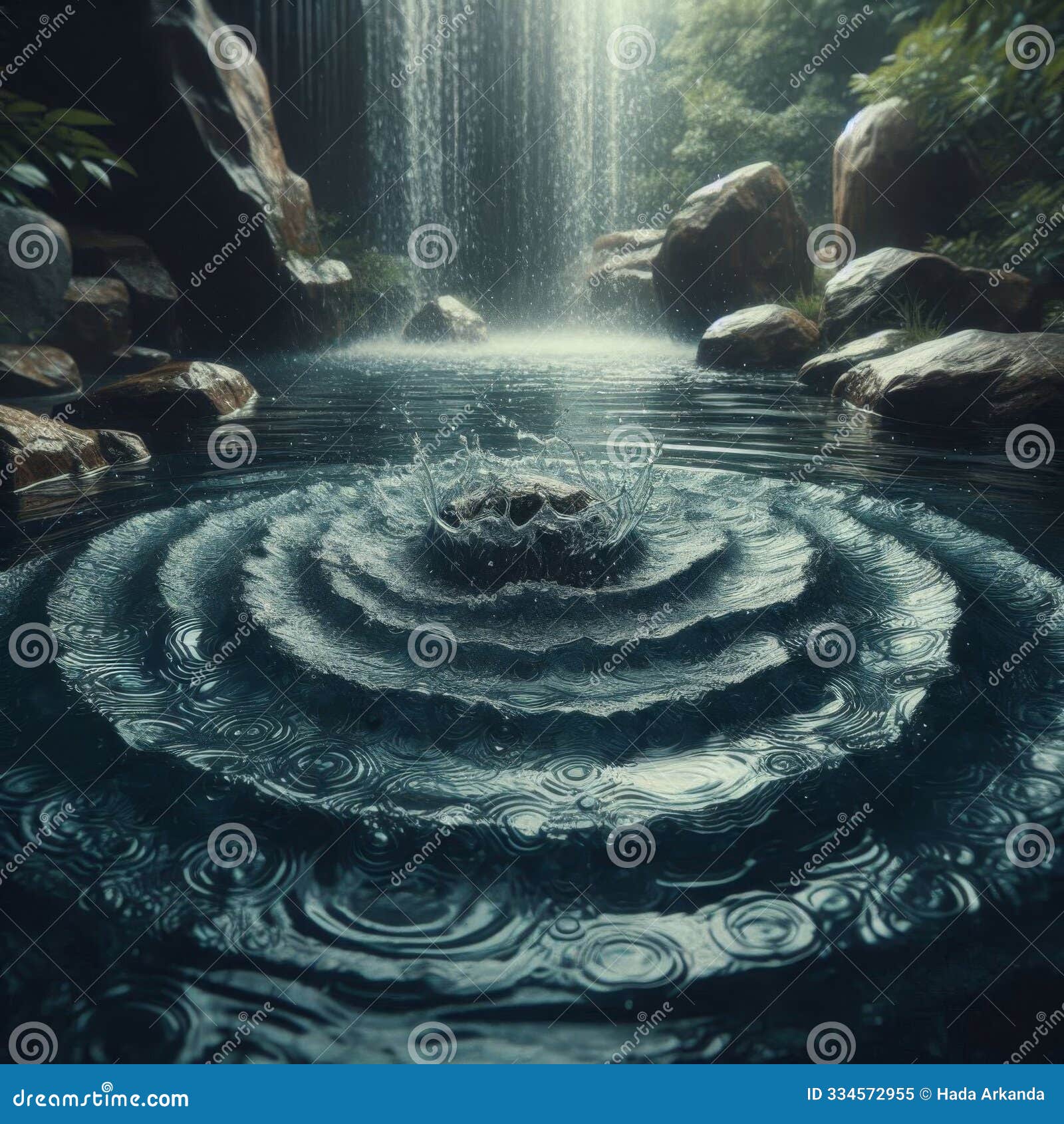 Waves of Rippling Water in a Pond, Caused by Droplets Falling, Creating ...