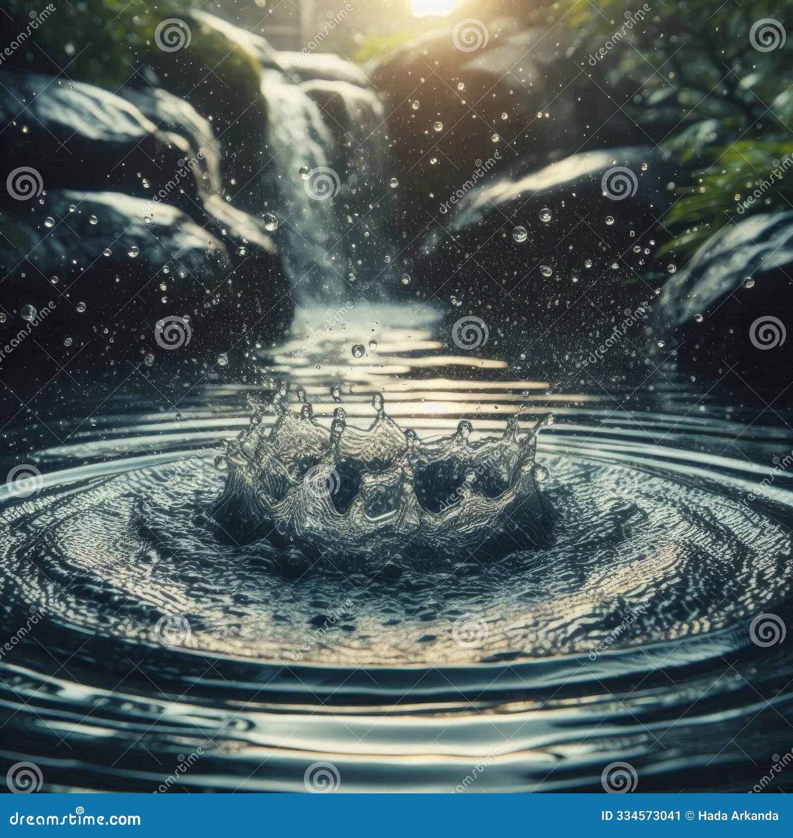 Waves of Rippling Water in a Pond, Caused by Droplets Falling, Creating ...