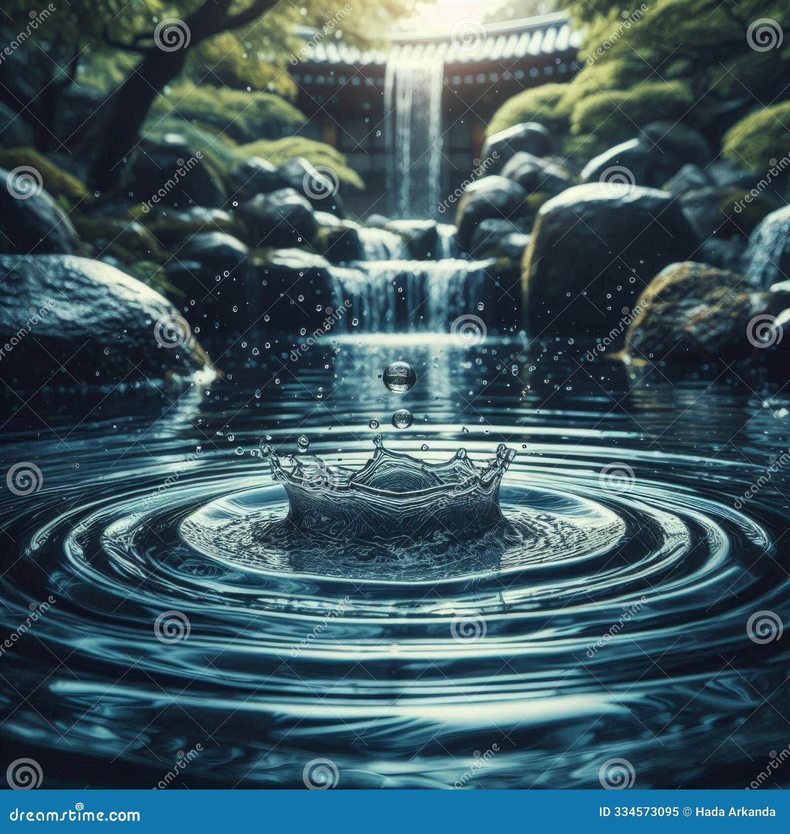 Waves of Rippling Water in a Pond, Caused by Droplets Falling, Creating ...