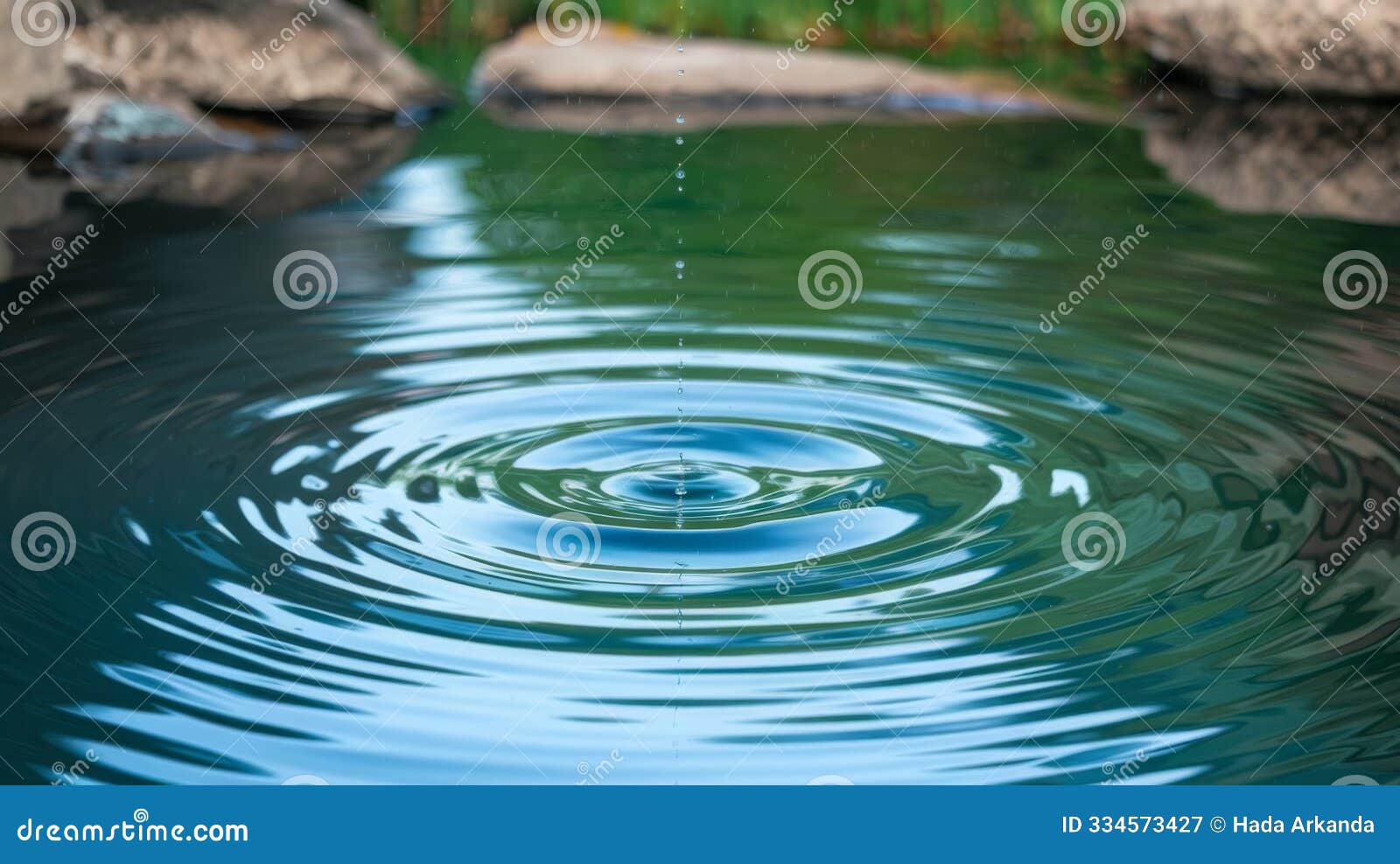 Waves of Rippling Water in a Pond, Caused by Droplets Falling, Creating ...