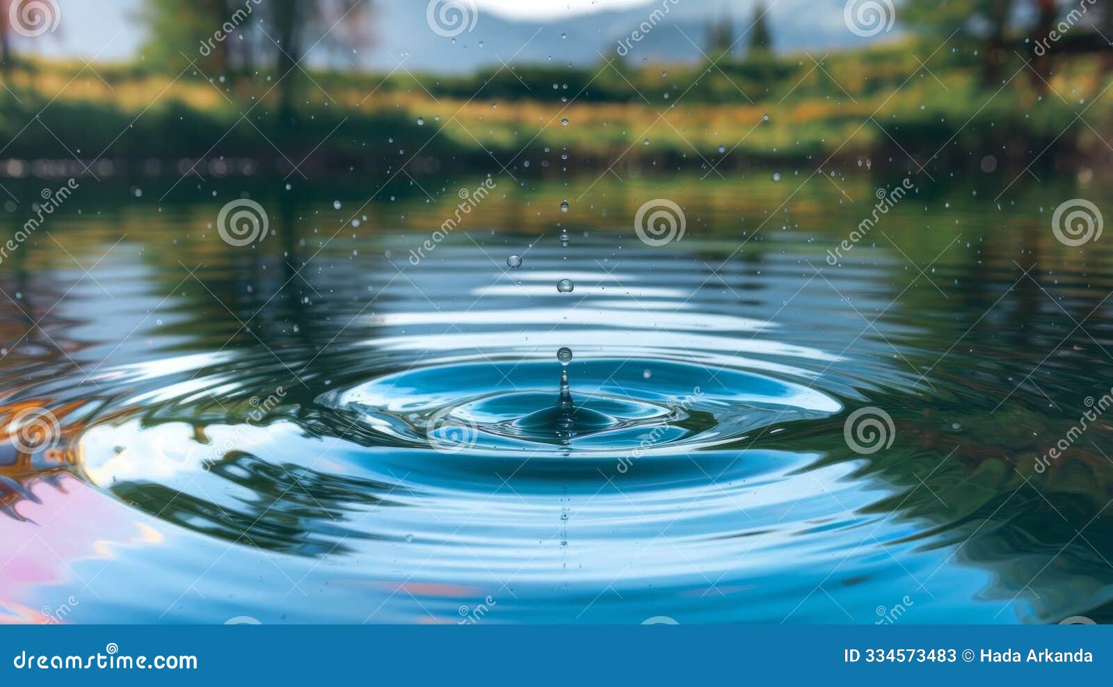 Waves of Rippling Water in a Pond, Caused by Droplets Falling, Creating ...