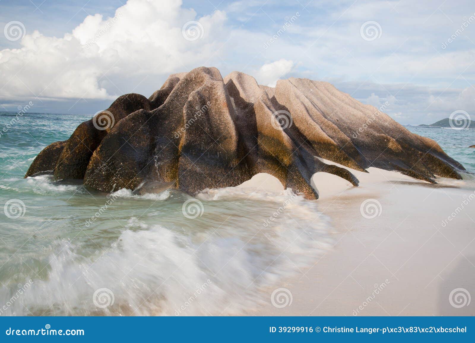 Waves and a Rock Formation on a Beach Stock Photo - Image of nature ...