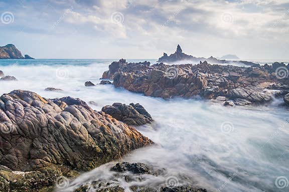 Waves on the Rocks in the Center of Vietnam Stock Image - Image of ...