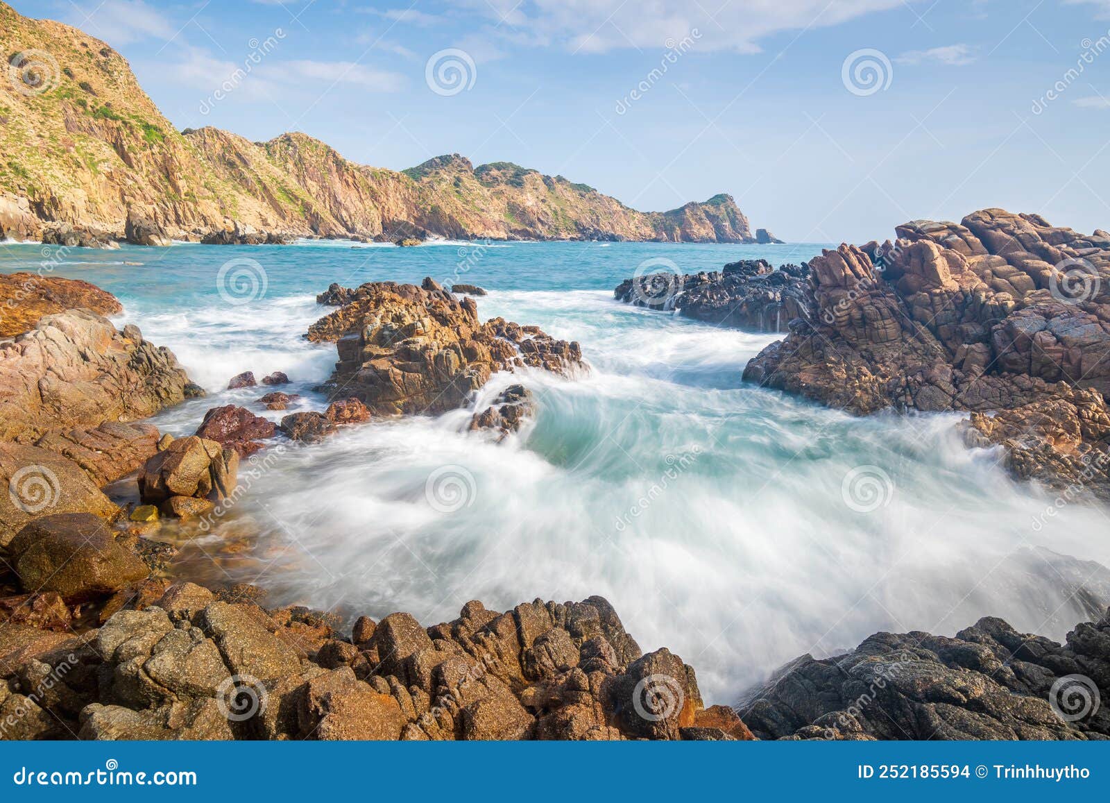 Waves on the Rocks in the Center of Vietnam Stock Photo - Image of ...