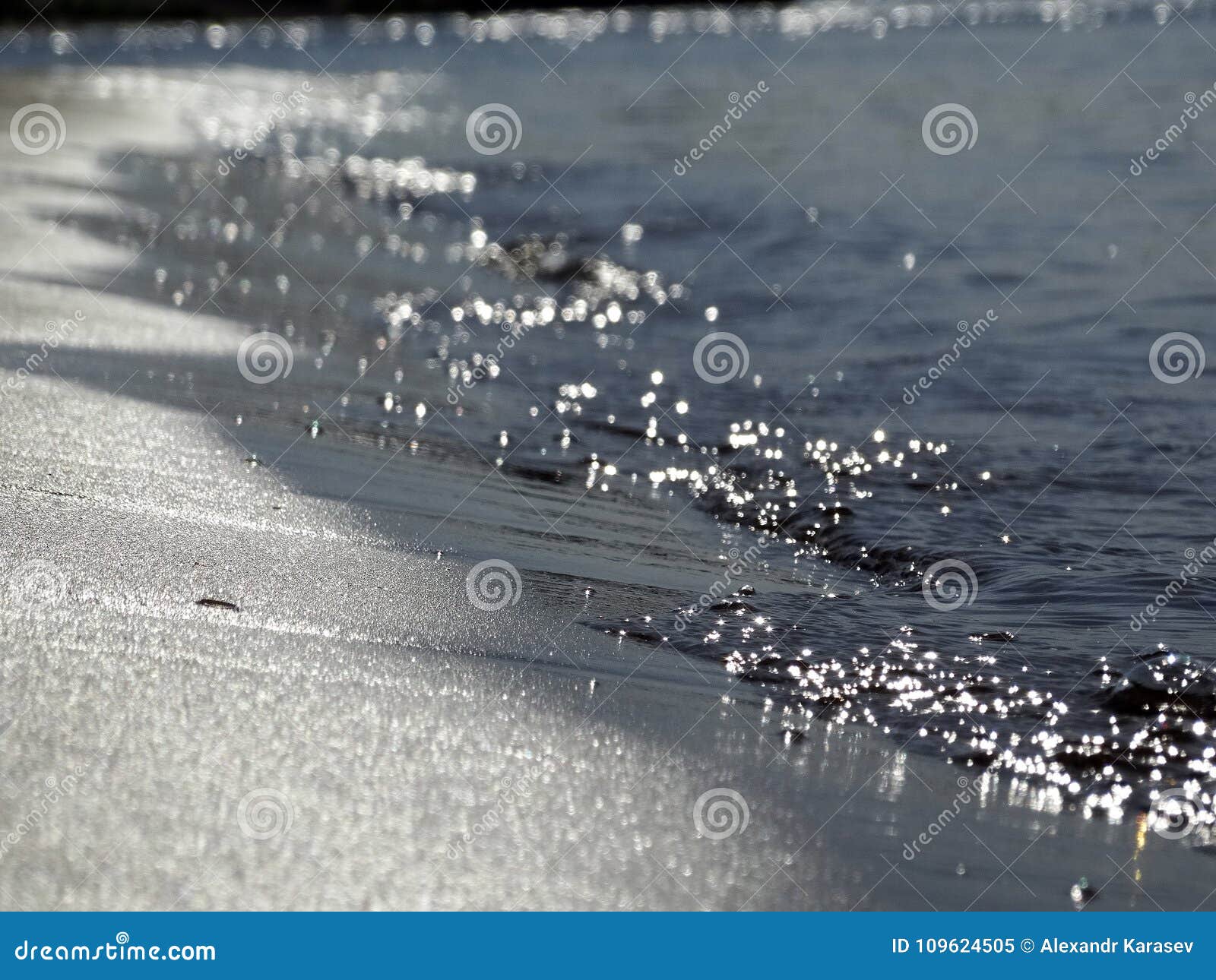 Waves roll on the beach stock image. Image of small - 109624505