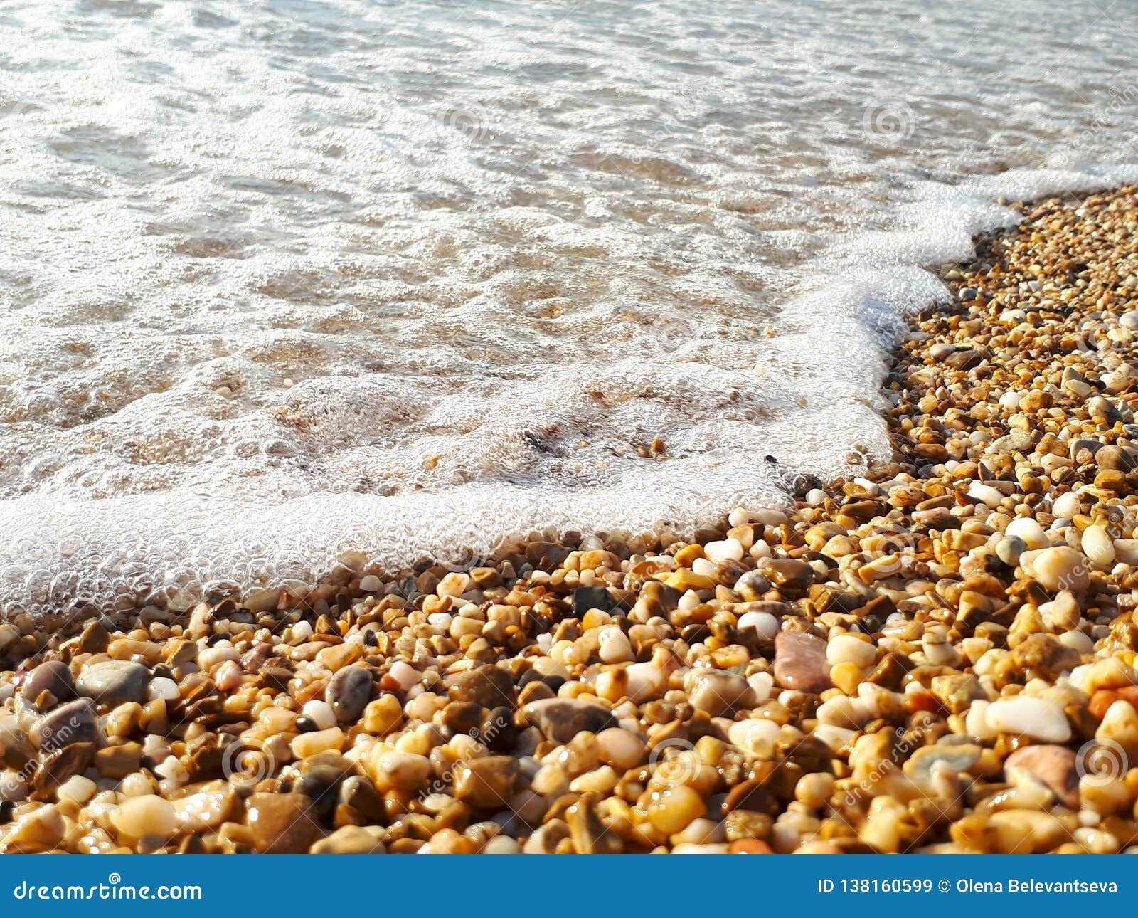 Waves Rolling on a Pebble Beach, Beautiful Landscape. Stock Image ...