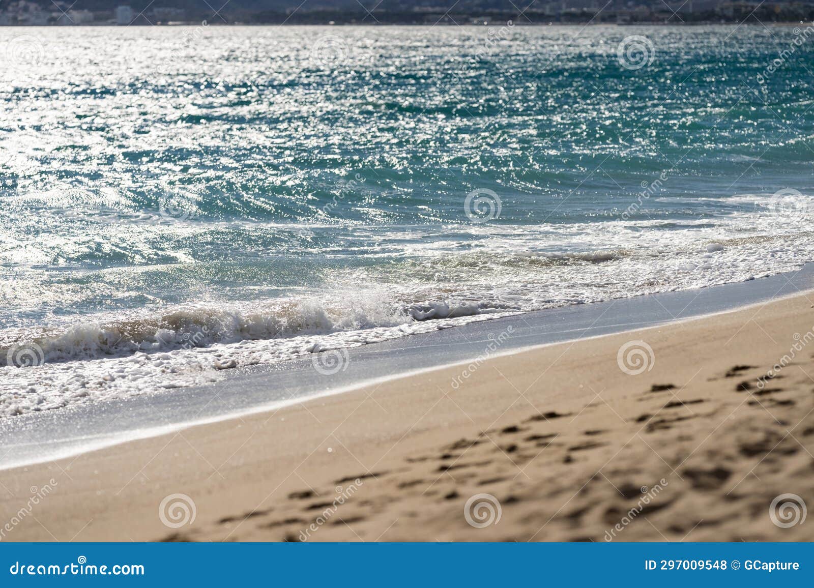 Waves Rolling on a Sandy Beach on a Sunny Day Stock Photo - Image of ...