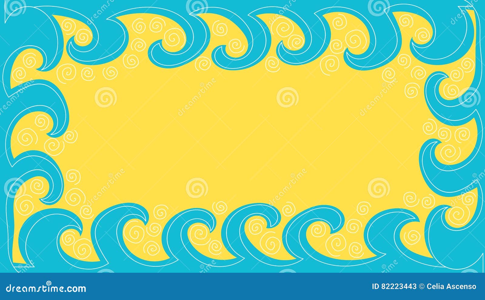 Waves and Sand Beach Border Frame Stock Illustration - Illustration of ...