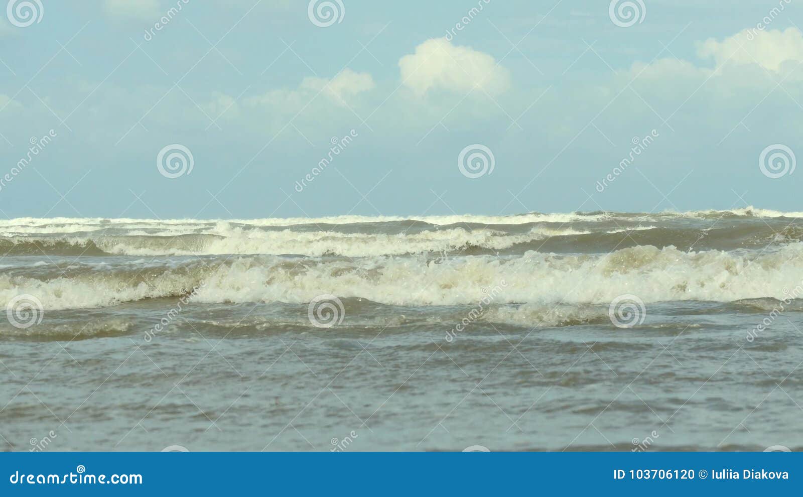 Waves on the Sea are Approaching the Camera during a Storm. a Strong ...