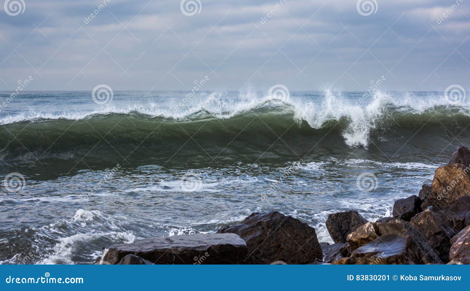 Waves of the Sea Breaking on the Beach, Poti, Georgia Stock Image ...