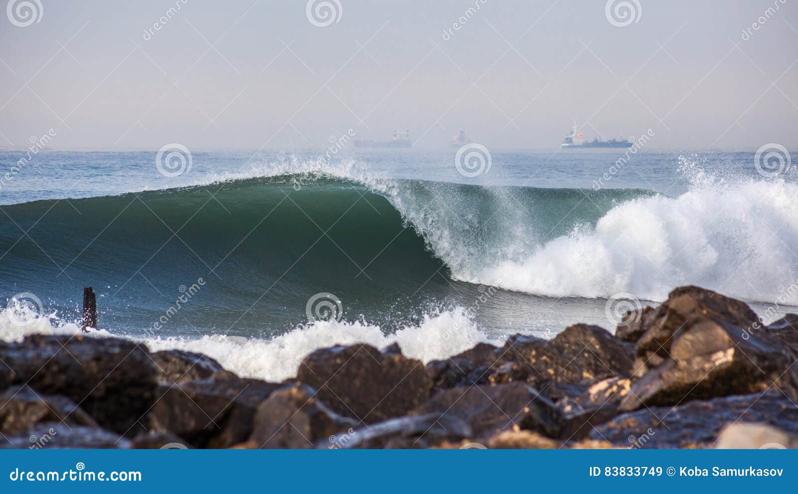 Waves of the Sea Breaking on the Beach, Poti, Georgia Stock Image ...