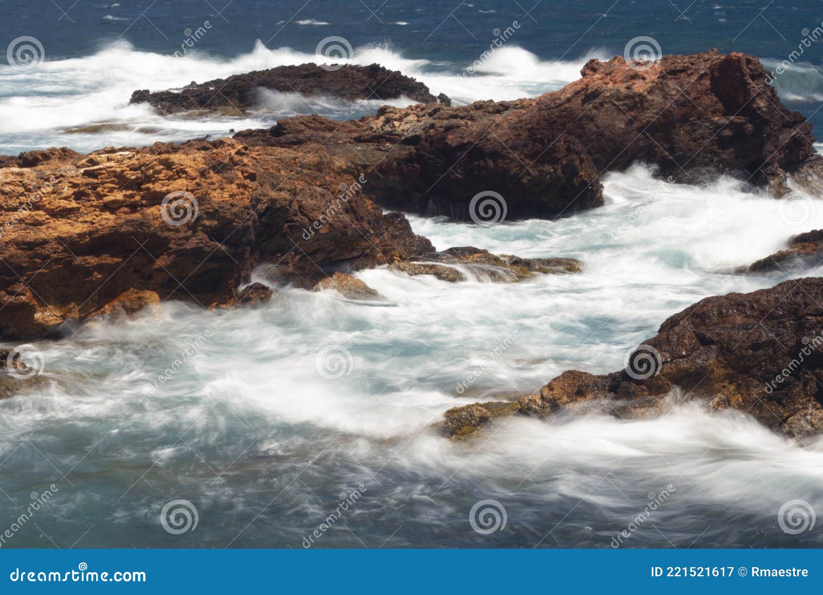 Waves of the Sea Breaking on the Rocks of the Beach Stock Image - Image ...