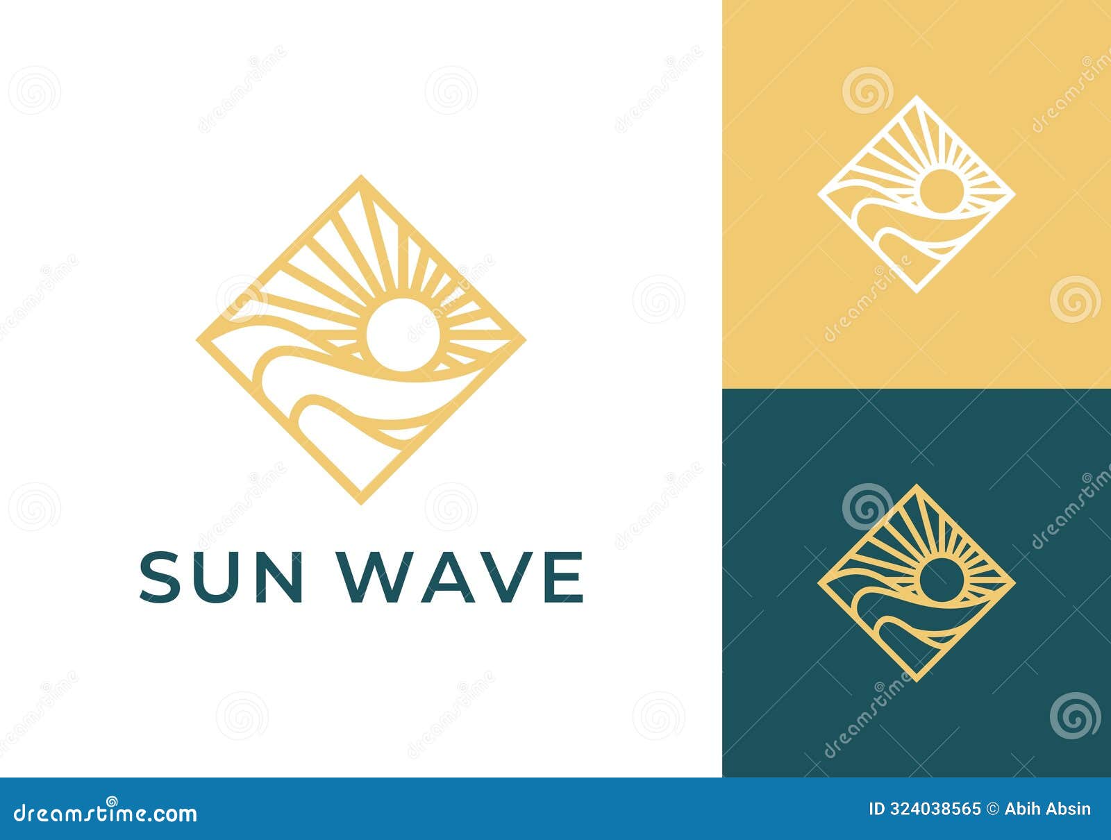 Waves Sea and Sun in the Shape of Square Logo Stock Vector ...