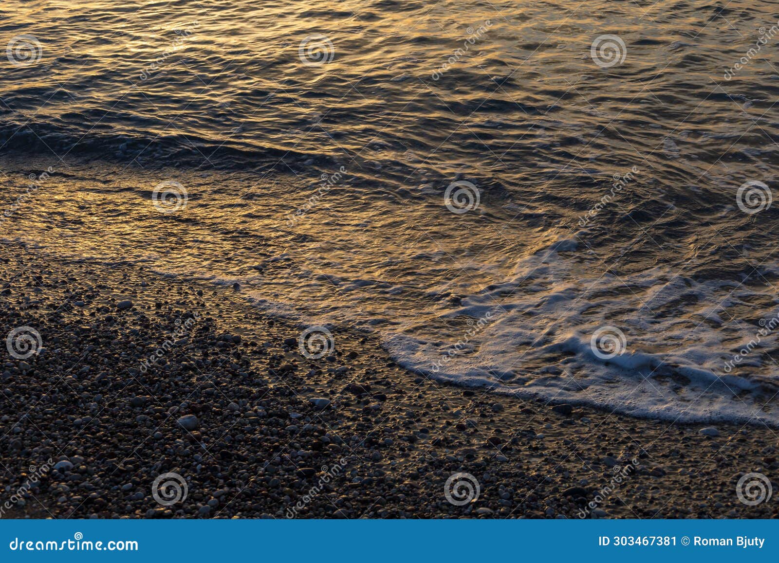 The Waves of the Sea Wash the Shore of the Pebble Beach Stock Image ...