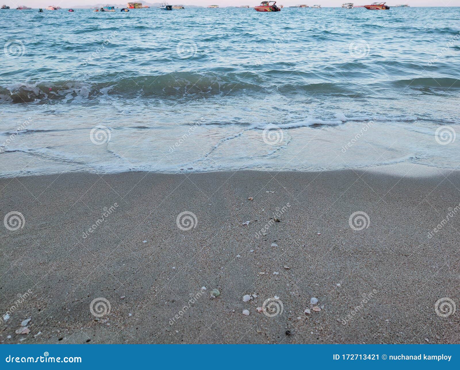 The Waves of the Sea Water Washed Up on the Sandy Beach. Stock Image ...