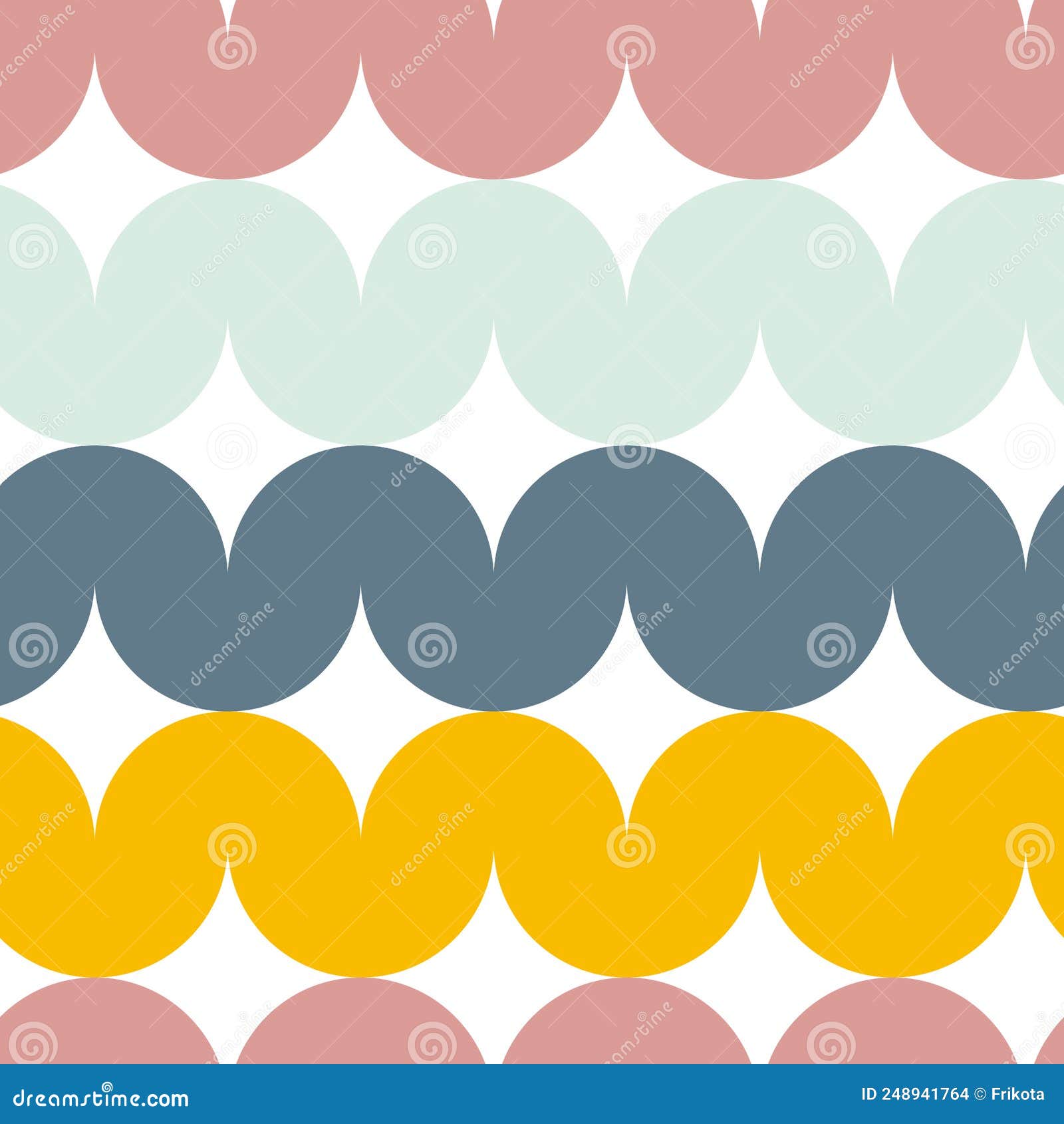 Waves Seamless Pattern. Colorful Rounded Shapes. Vector Illustration ...