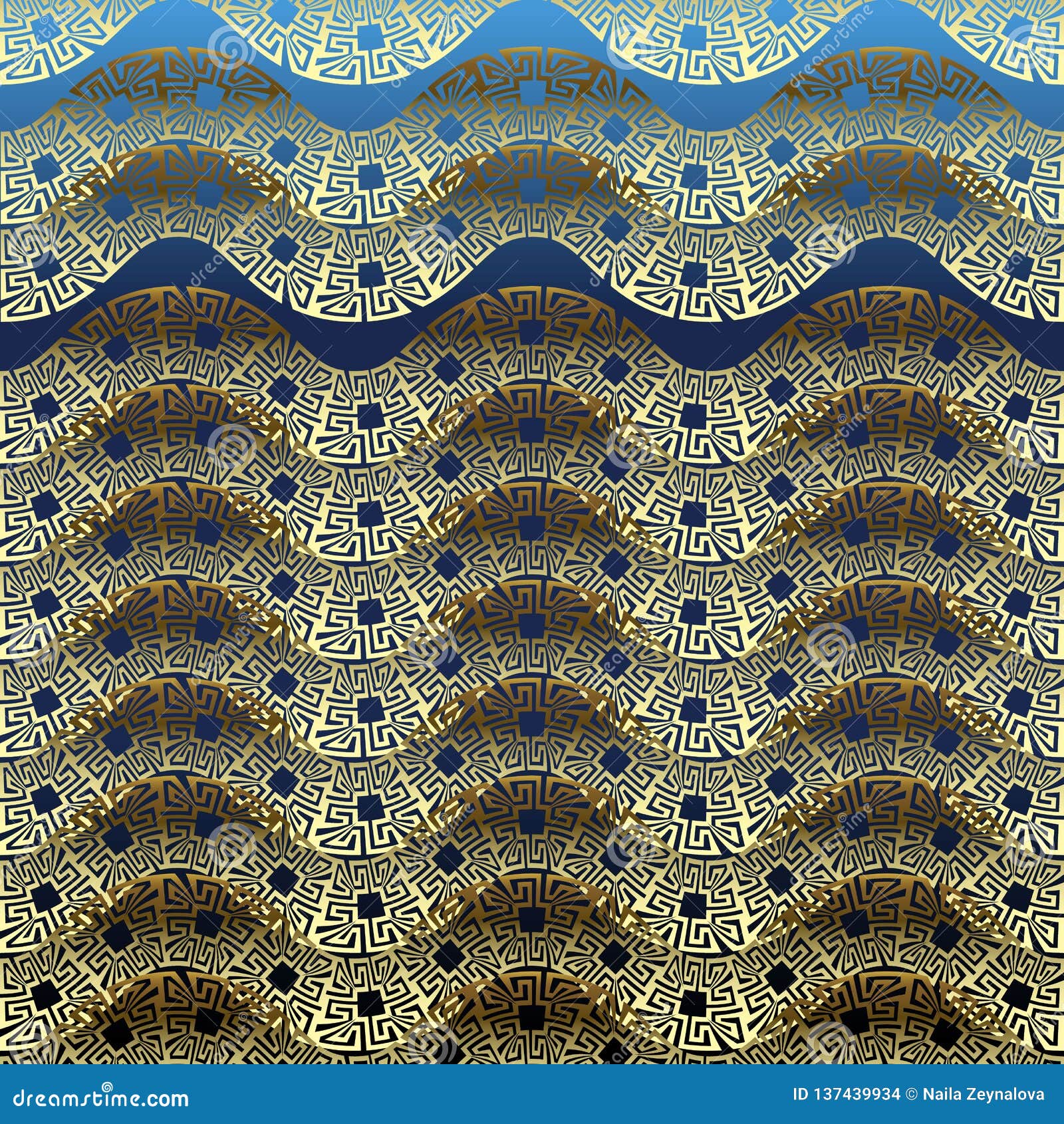 Waves Seamless Pattern. Greek Vector Ornamental 3d Background. Ornate ...