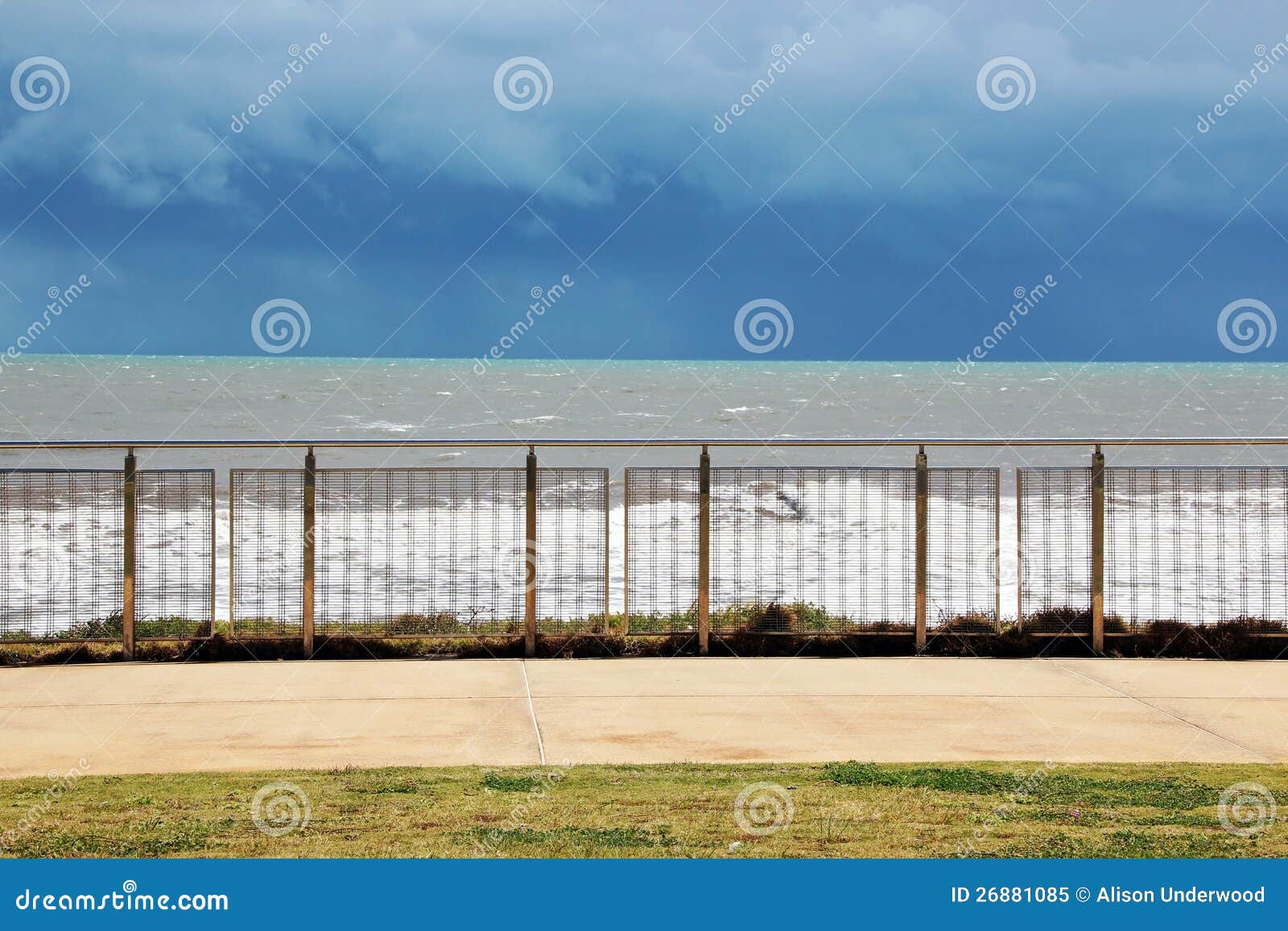Waves Seen through Stainless Steel Fence Stock Image - Image of silver ...