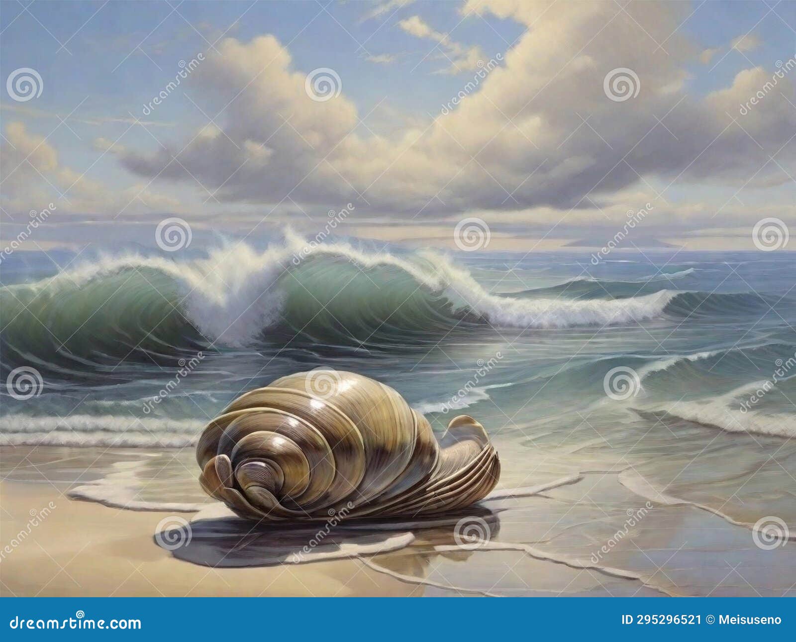 Waves and Shells Illustration Stock Illustration - Illustration of ...