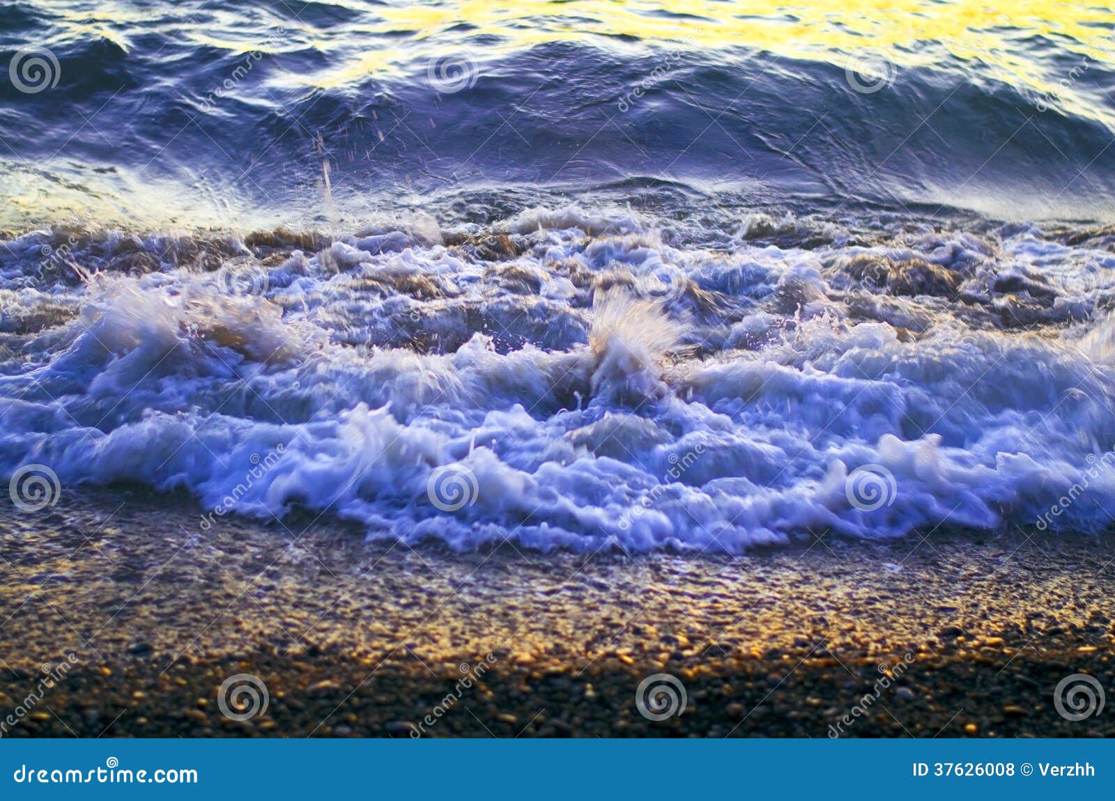 Waves on the shore stock photo. Image of horizontal, sunlight - 37626008