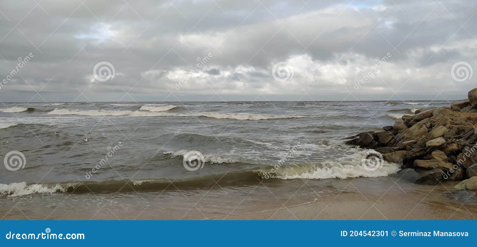 Waves Sky Clouds Caspian Sea Colder Stock Image - Image of wave ...