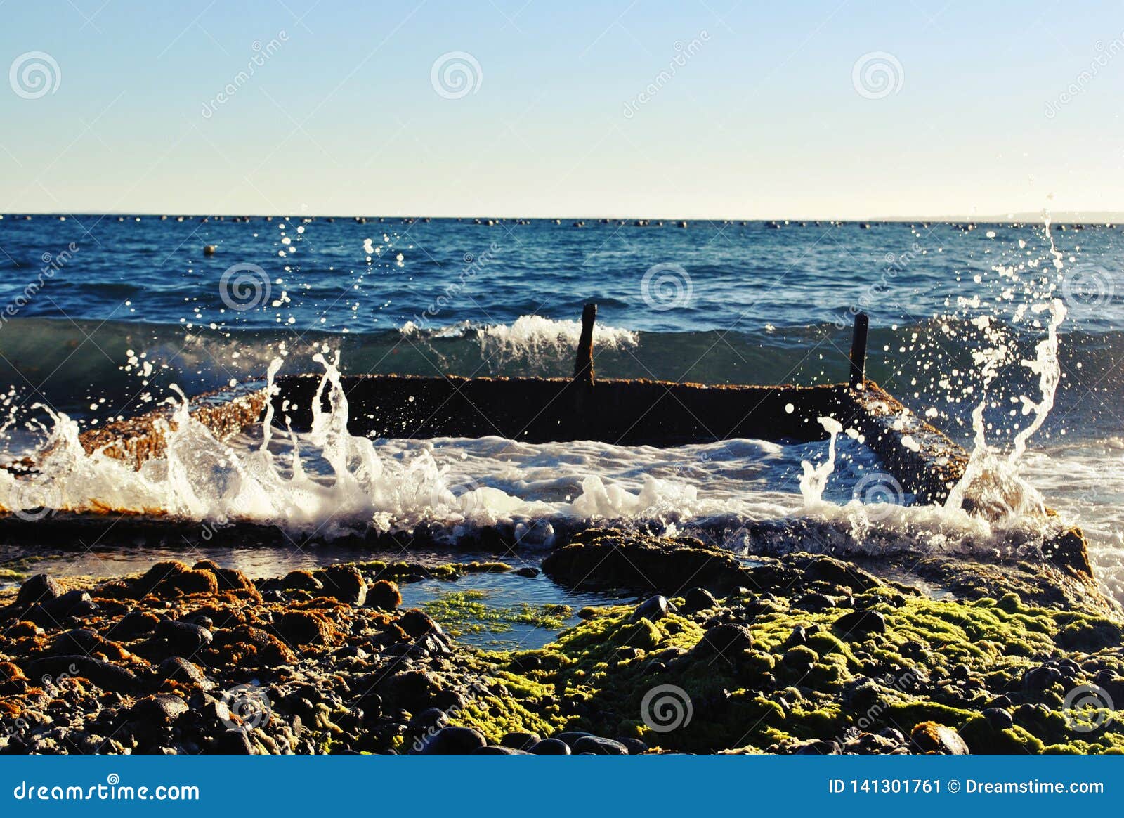 WAVES SPLAH OCEAN stock image. Image of waves, bluesky - 141301761