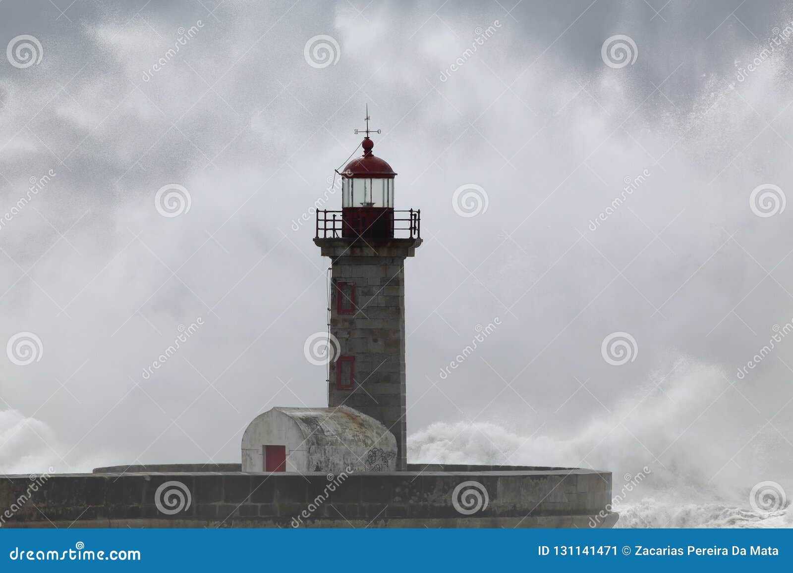 Waves Splash and Spray Over Lighthouse Stock Image - Image of atlantic ...
