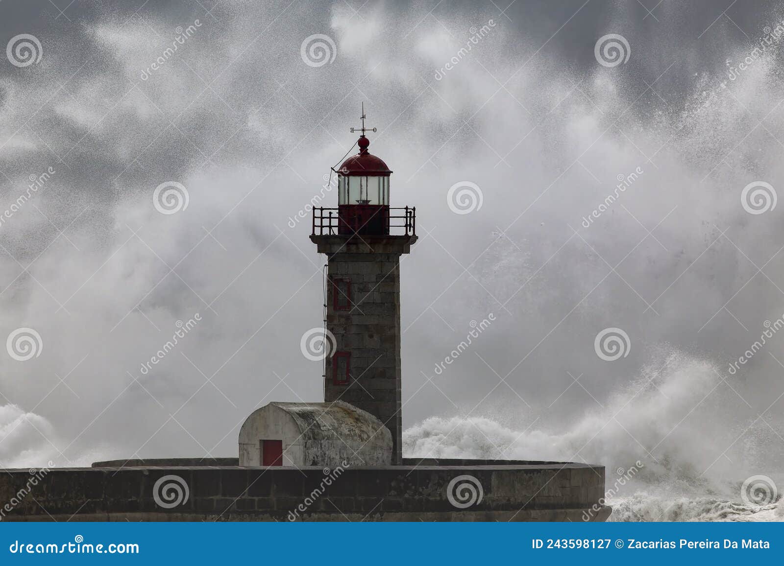 Waves Splash and Spray Over Lighthouse Stock Image - Image of nature ...