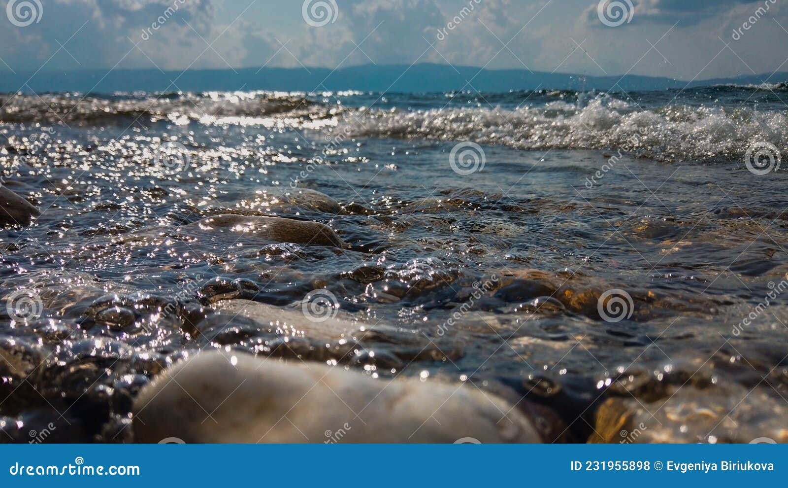 Waves on a Stone Beach, the Texture of the Transparent Clear Waters of ...