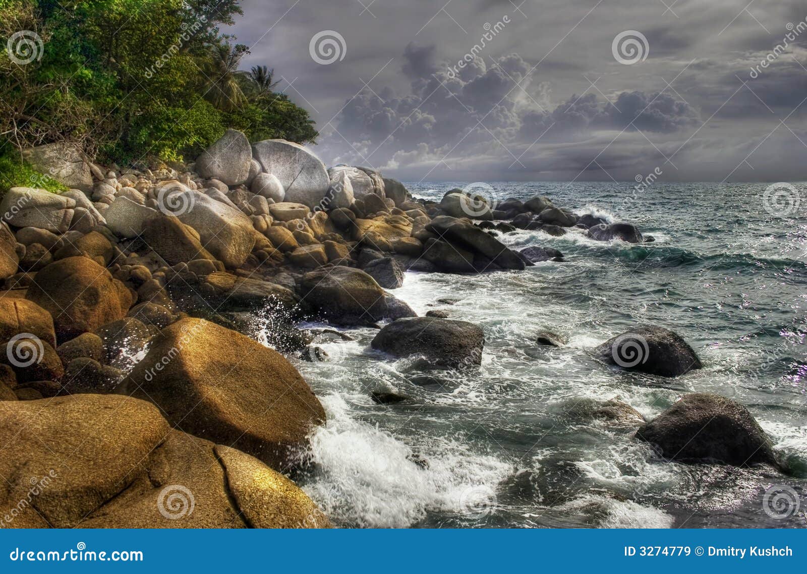 Waves, stones of Phuket stock image. Image of coconut - 3274779