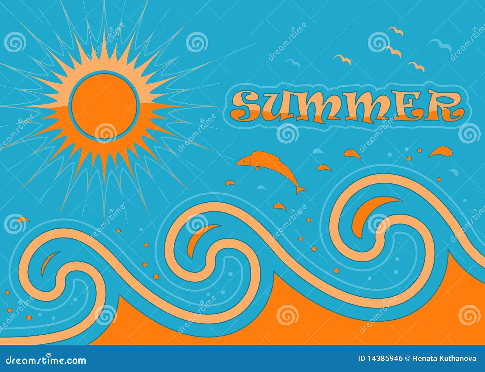 Waves and sun stock vector. Illustration of ocean, wave - 14385946