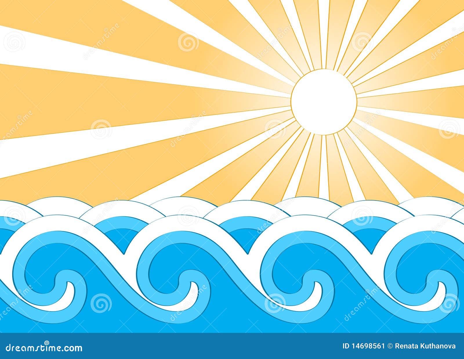 Waves and sun stock vector. Illustration of blue, ocean - 14698561