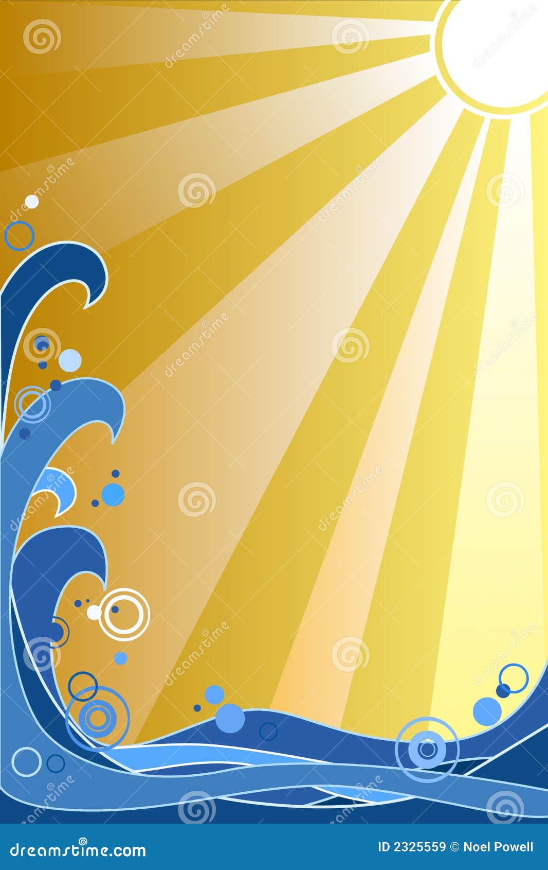 Waves and Sun stock vector. Illustration of water, pattern - 2325559