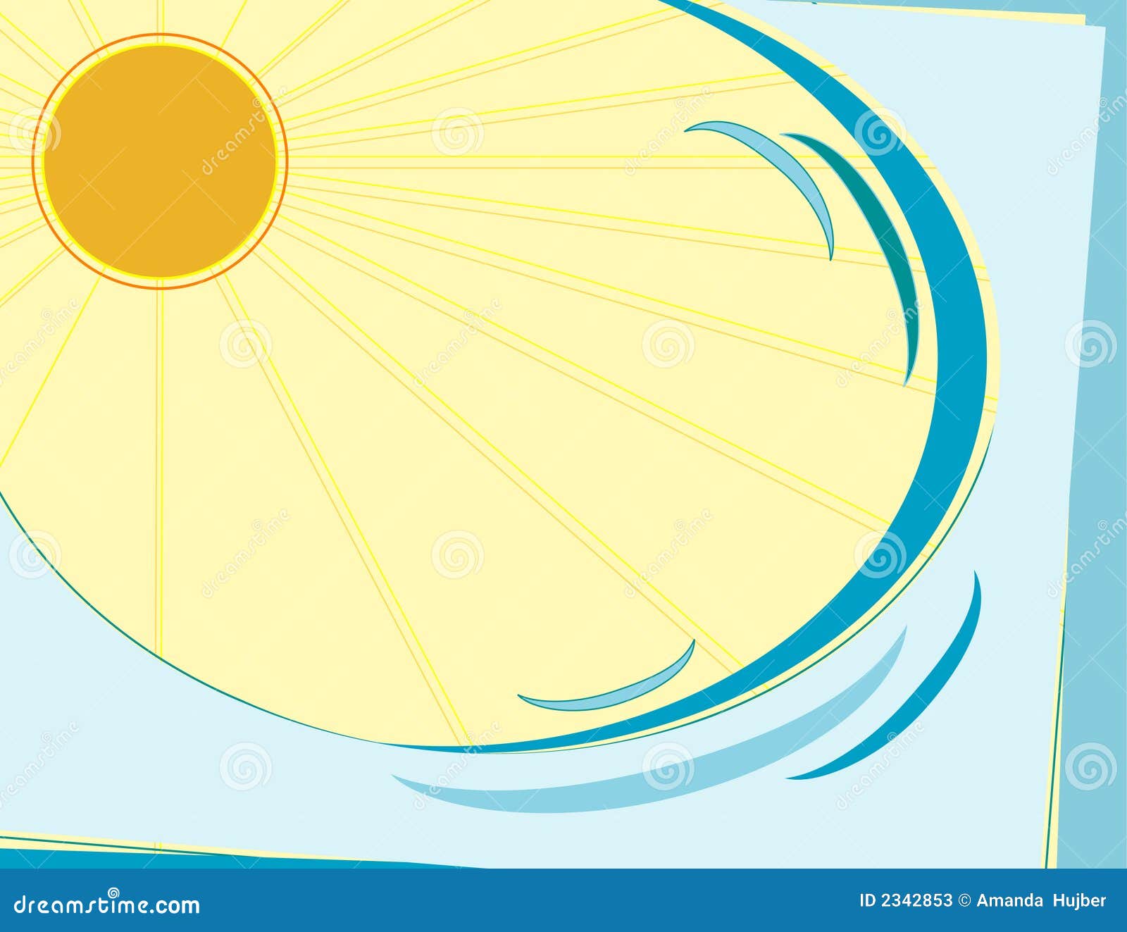 Waves and Sun stock vector. Illustration of background - 2342853