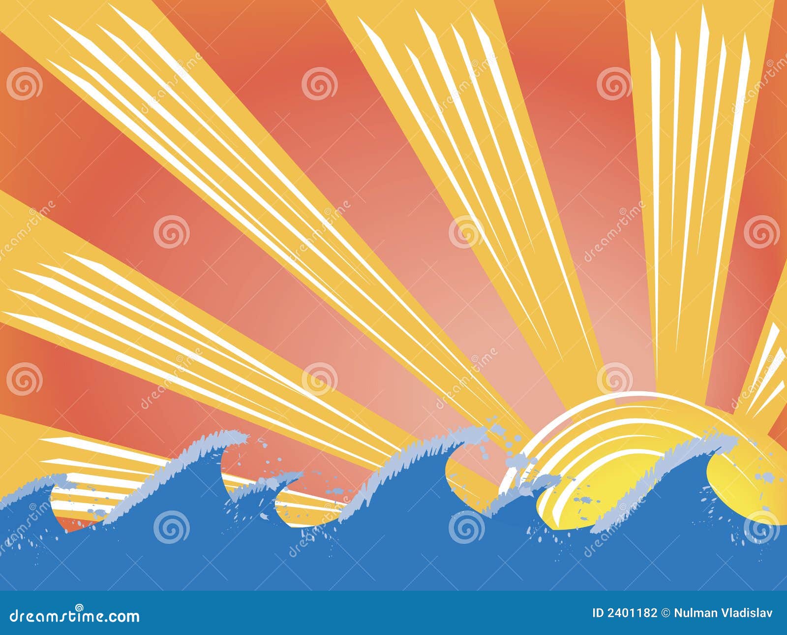 Waves on the sunset stock vector. Illustration of cool - 2401182