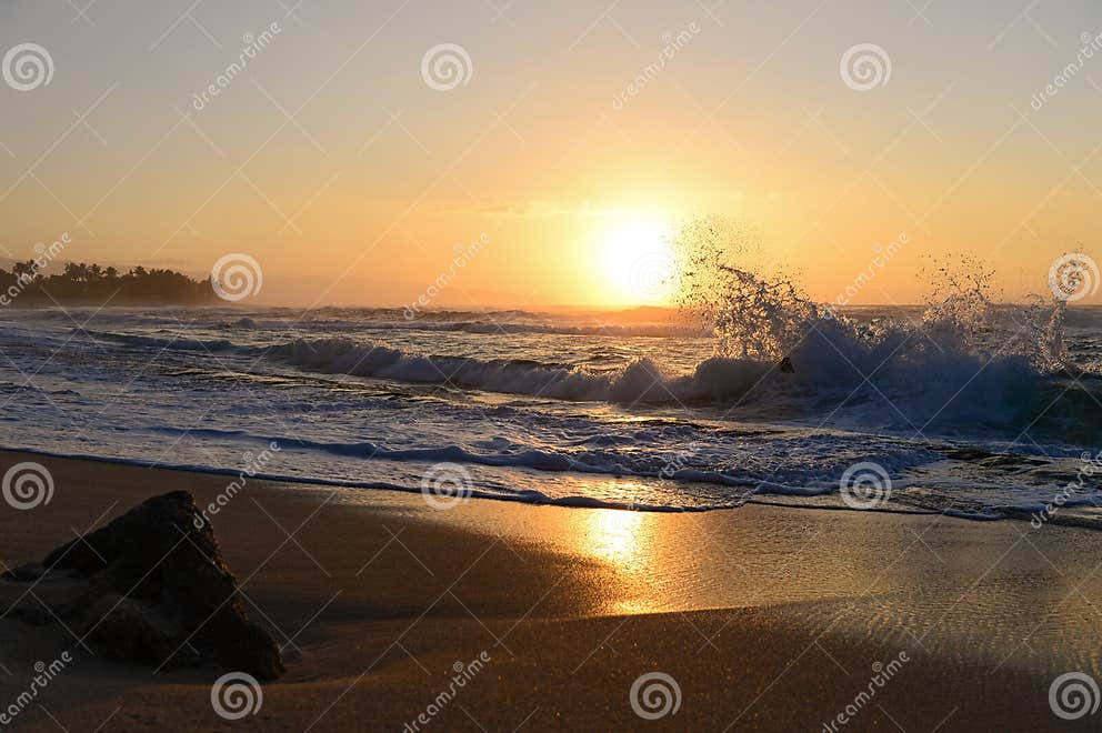 Waves at Sunset stock image. Image of water, outdoors - 76676107