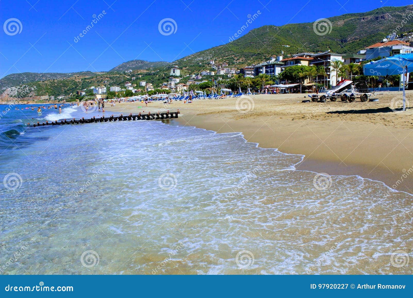 Waves of the Surf on the Sandy Cleopatra Beach Alanya, Turkey Editorial ...