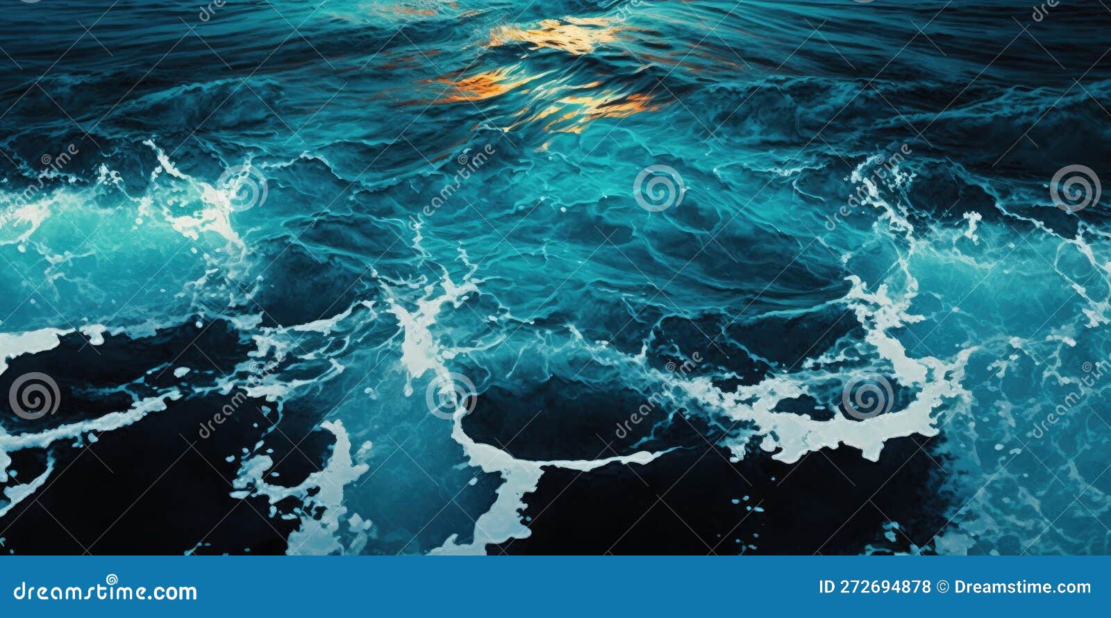 Waves on the Surface of the Blue Sea with Foam and Whirlpools ...
