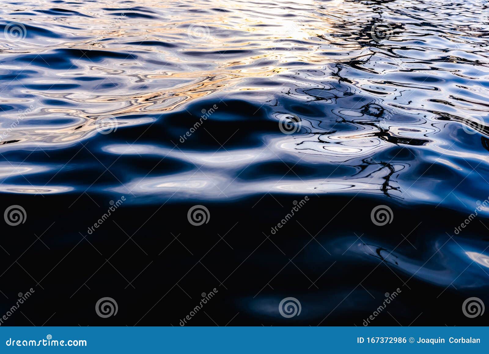 Waves on the Surface of the Sea Water at Dusk with Compact, Solid and ...