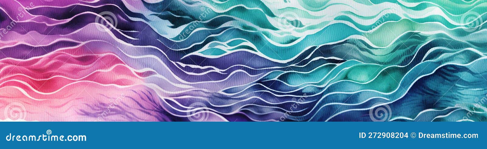 Multicolor Waves on Textile, Batik Style, Abstract Panoramic Banner, AI ...