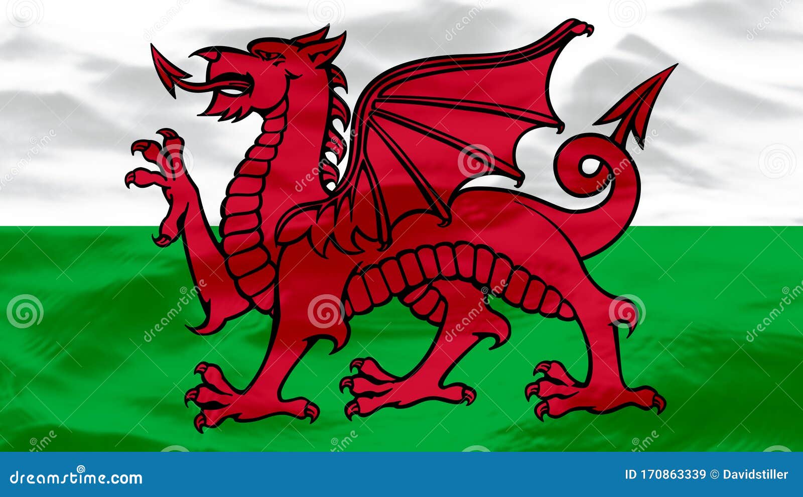 Wales Flag, Red Dragon On The White And Green. National Flag Of Wales ...
