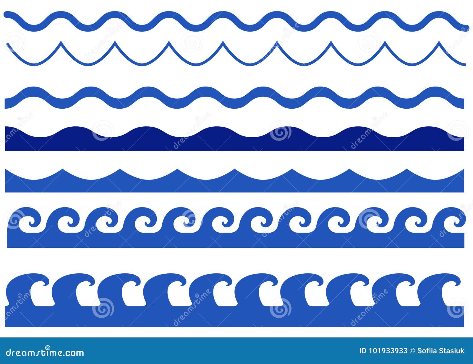 Waves vector set isolated stock vector. Illustration of oceanic - 101933933